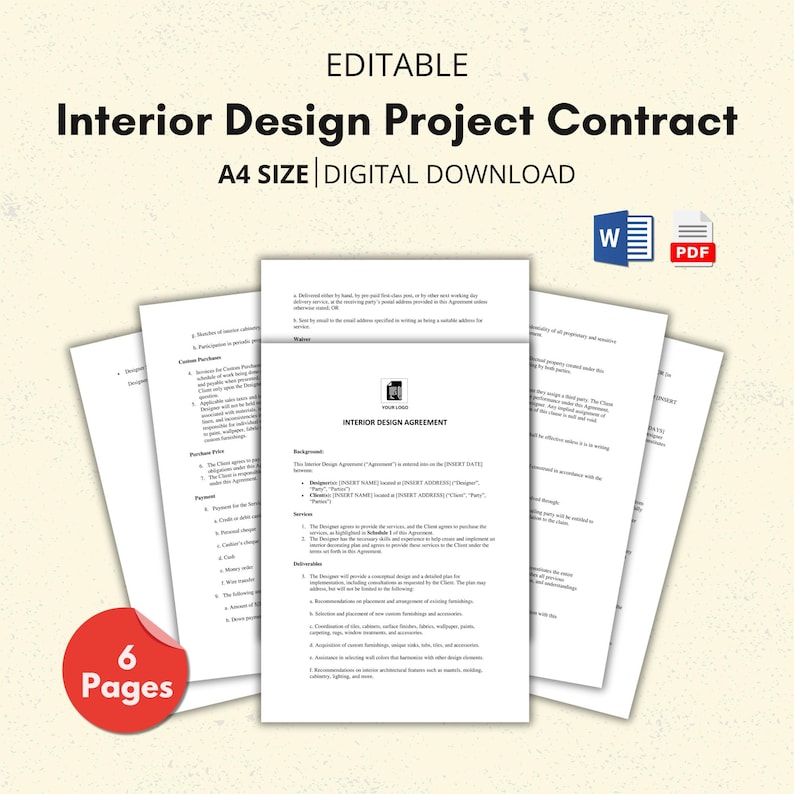 Interior Design Project Contract Template, Design Agreement, Interior ...