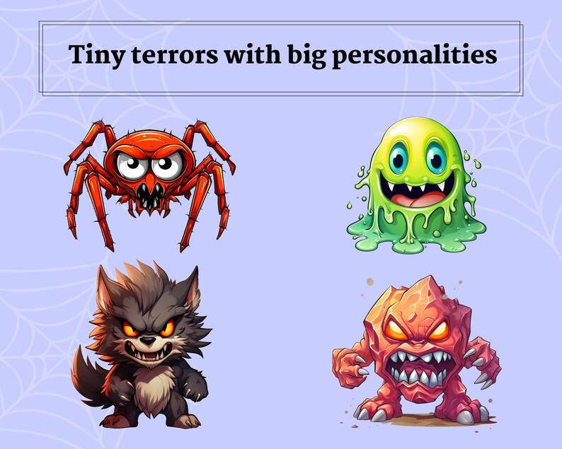 50 Little Monster Clipart Pack Small Monsters Devil Pups Scary Pets ...