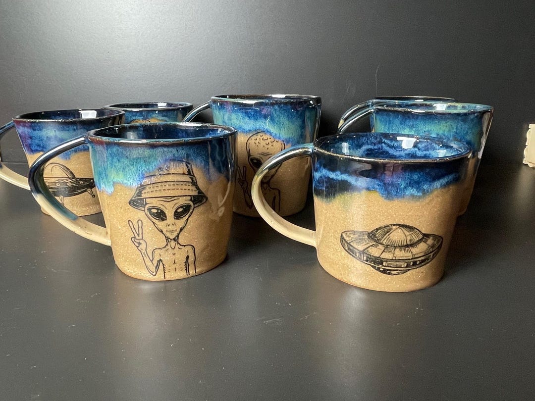 Handmade Ceramic Mug - Alien UFO and Spaceship - Etsy