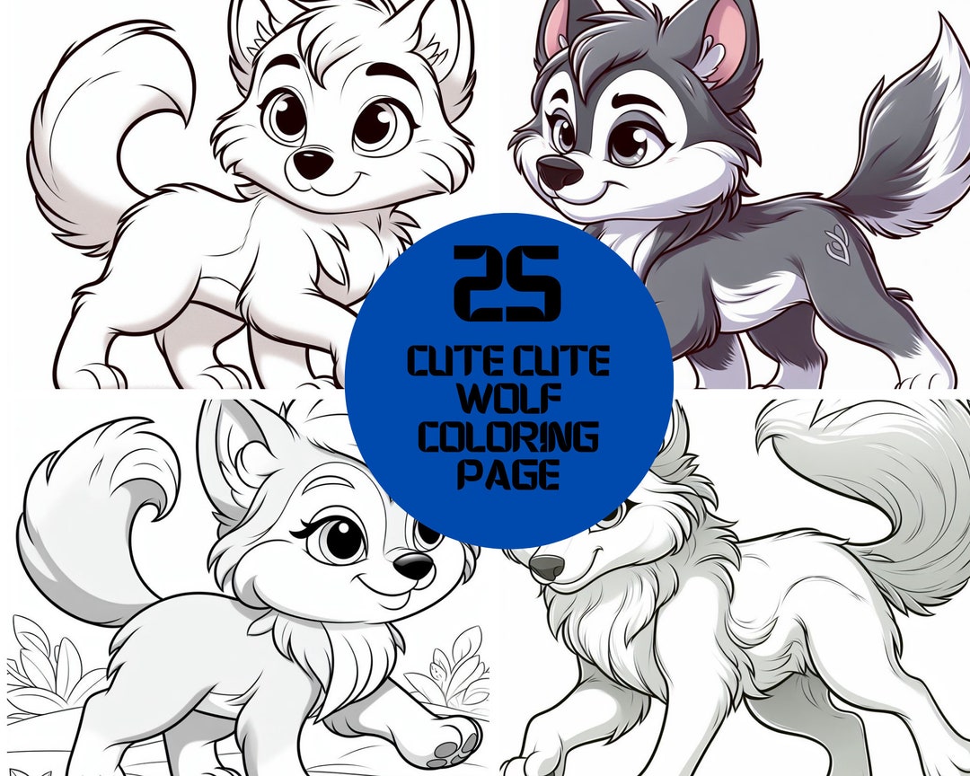 25 Cute Wolf Coloring Page Printable PDF A4 Cute Kids Coloring Pages ...