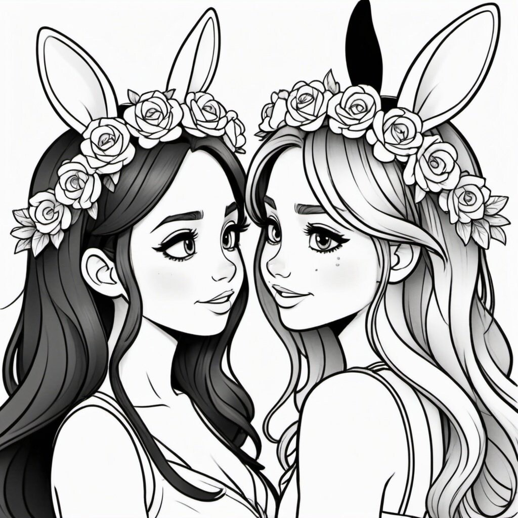 Cute Anime Bunny Girl Coloring Page Printable PDF A4 Cute Kids Coloring ...