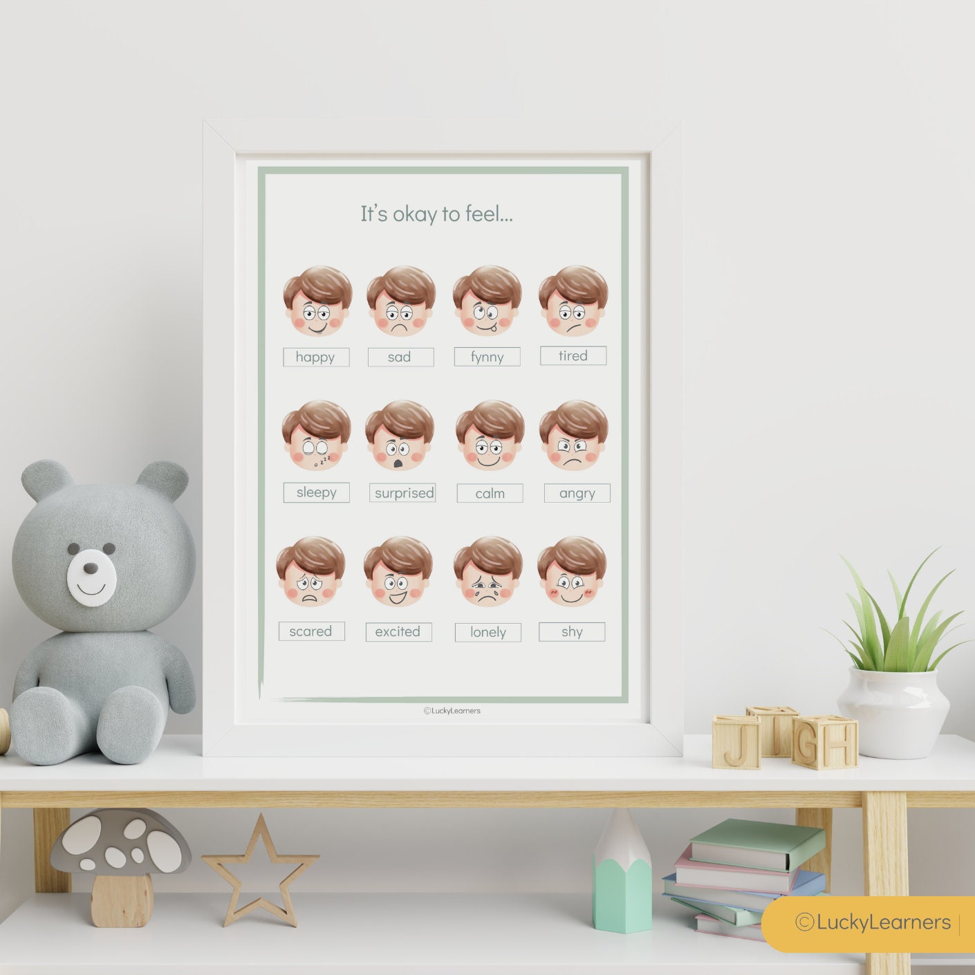 Emotions Feelings Poster for Kids Educational Poster Toddler Feelings ...