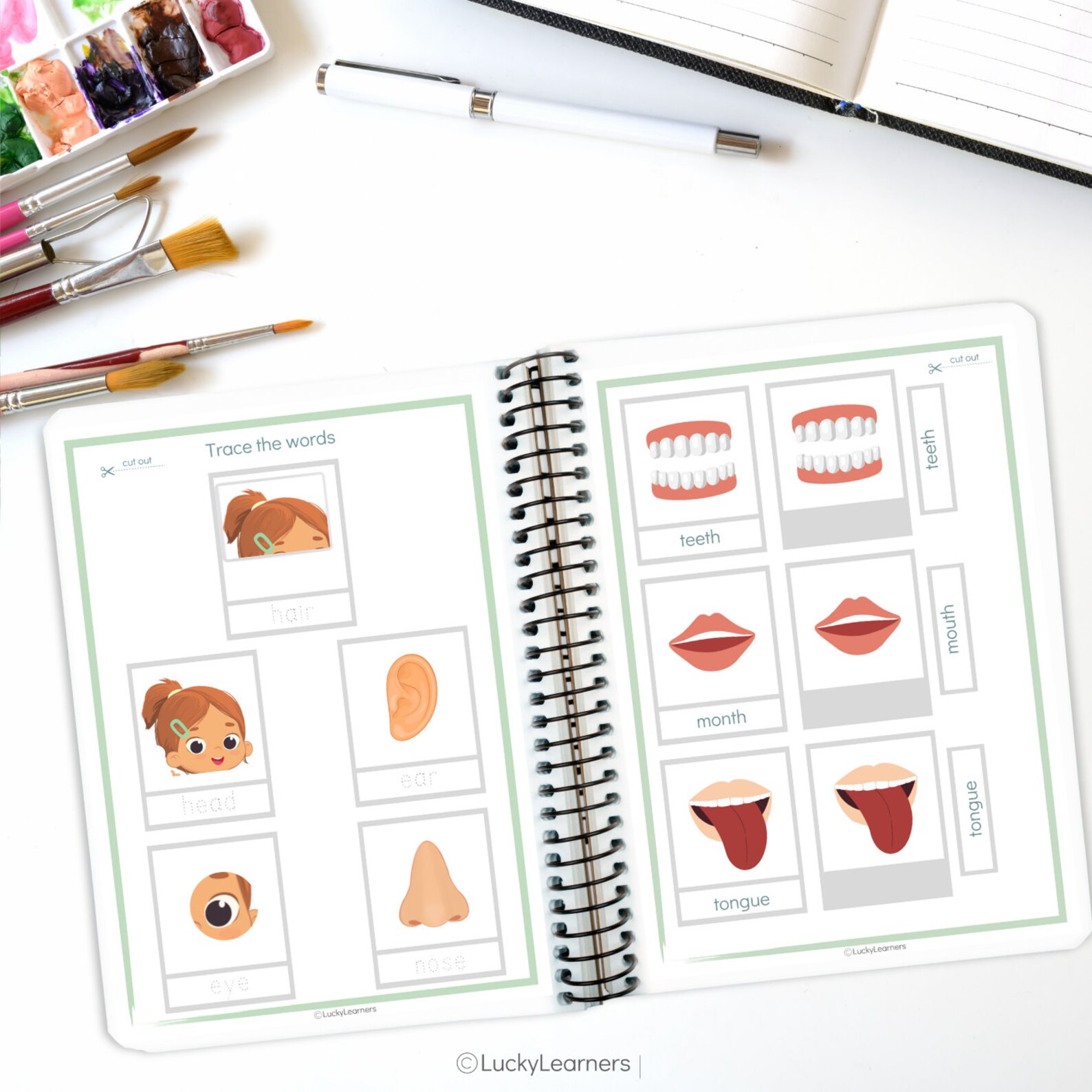Body Parts Busy Bundle, Printable Montessori Materials, Tracing Words ...