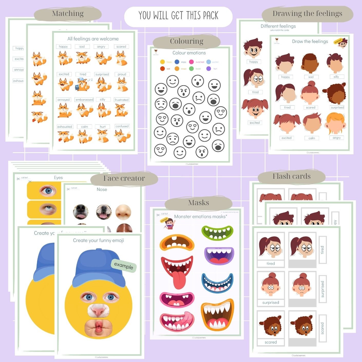Printable Emotions Bundle Activity for Toddlers Feelings Montessori ...