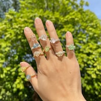 Teal Hammered Sea Glass Ring, Wide Band Sterling Silver Ring, Sea Glass ...
