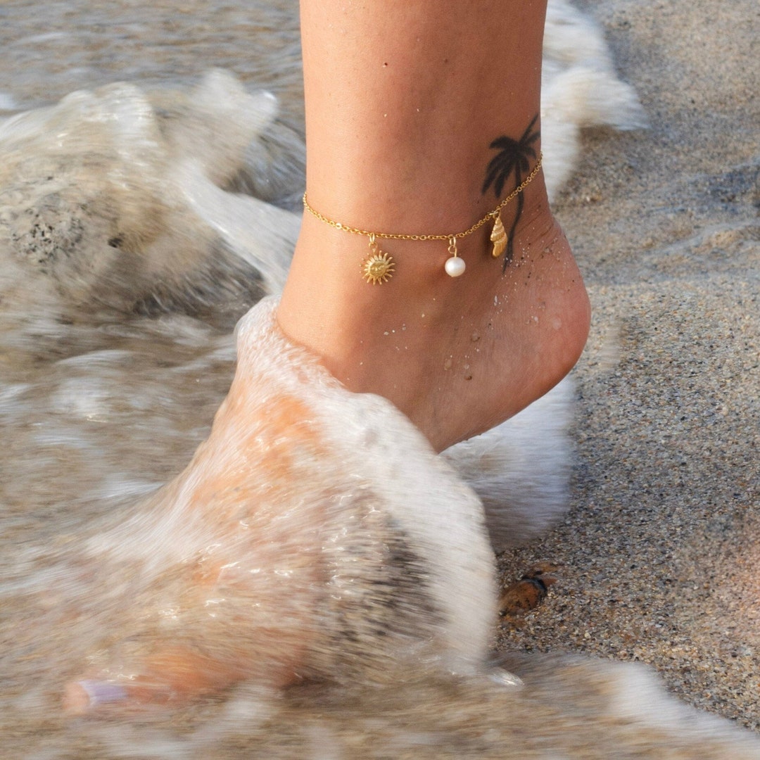 Birthstone Surfer Anklet, Waterproof Beach Jewelry, Women Jewels ...