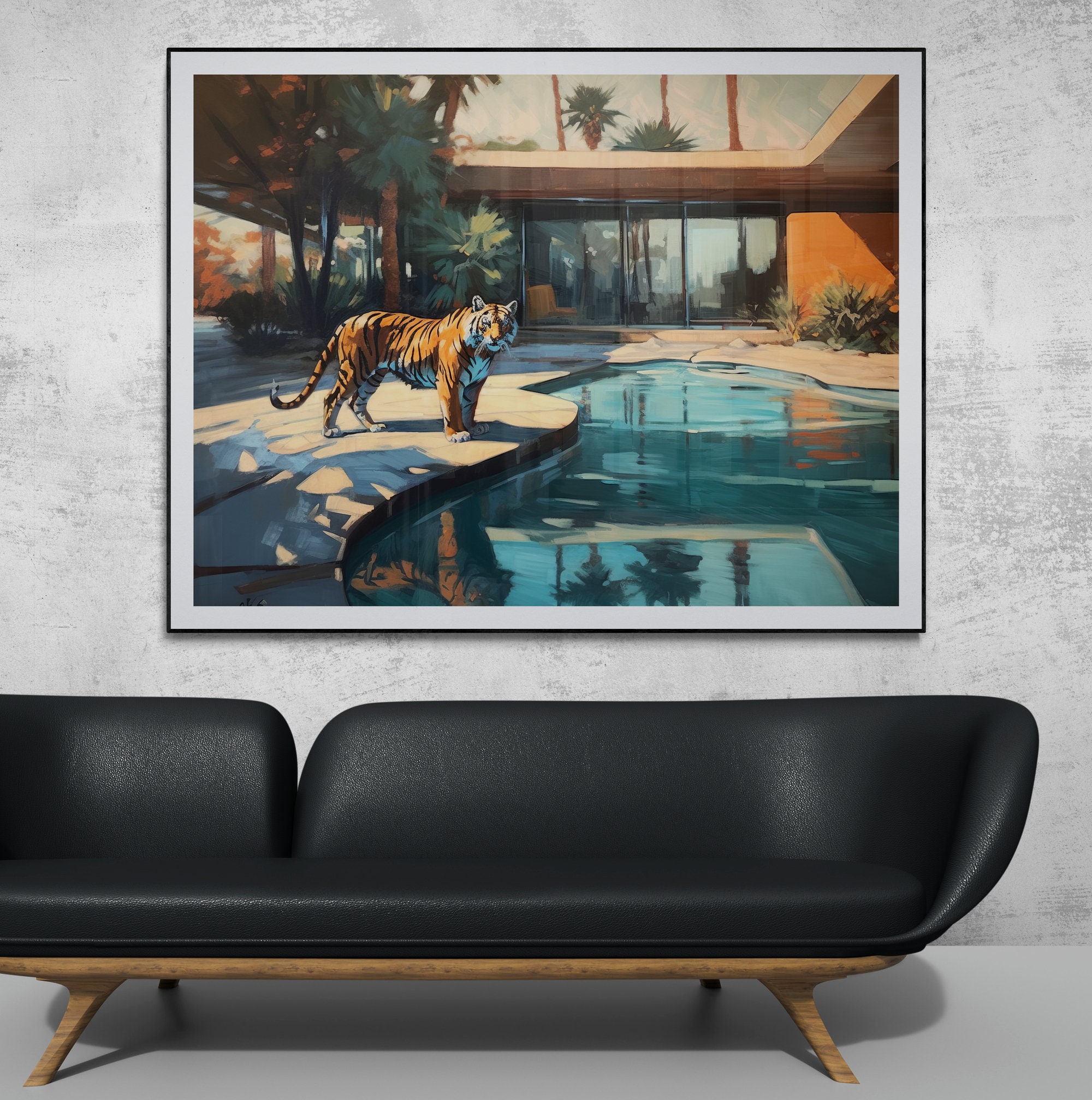 Mid-century Tiger Printable | Retro Mid-century | Digital Download ...