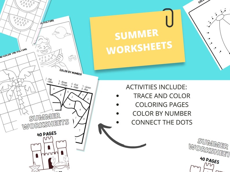 Summer Fun Pack for Kids: Printable Activity Bundle 79 Pages Coloring ...