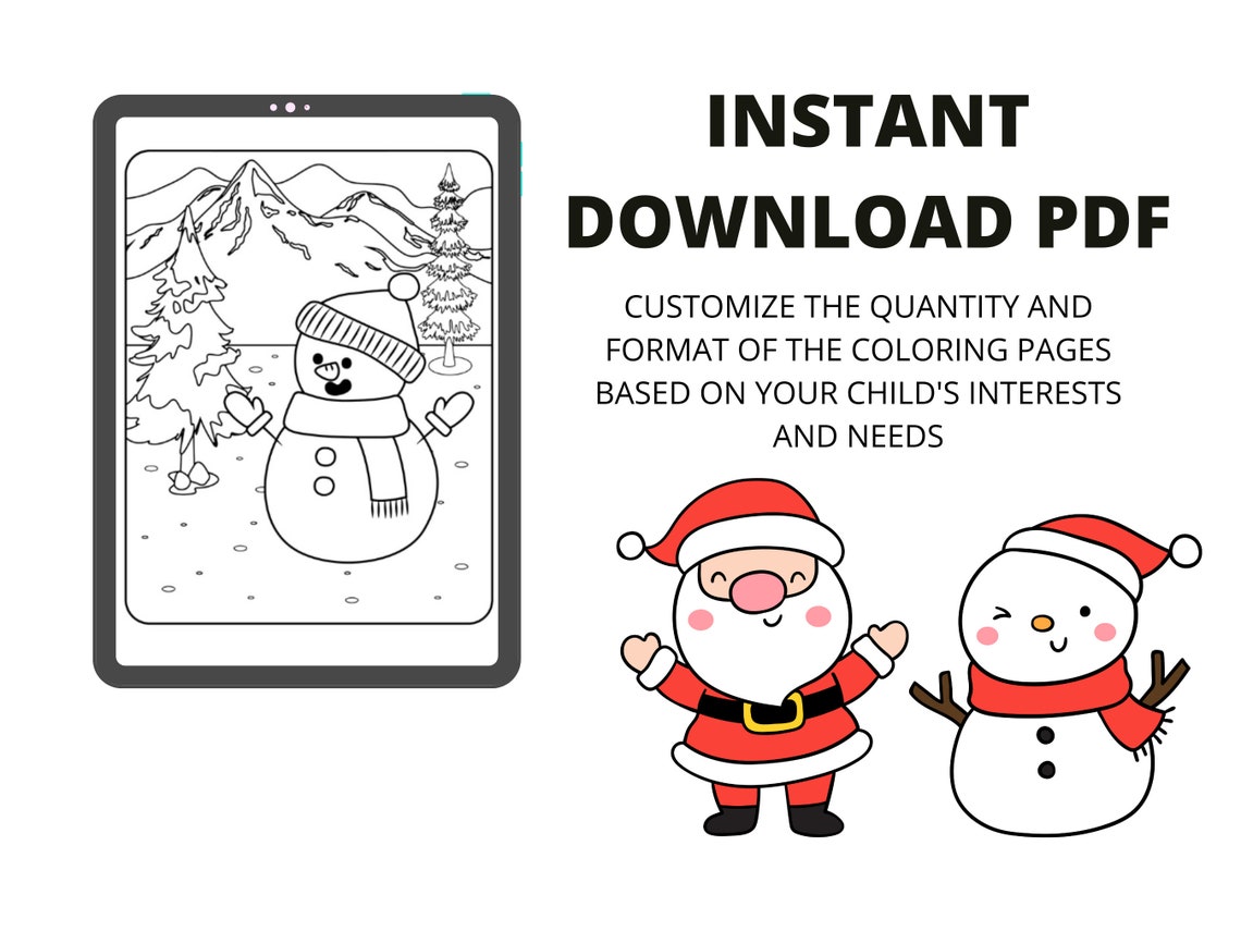 Christmas Coloring Pages for Kids PDF Printables Instant Download - Etsy