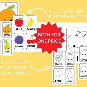 Printable 12 Fruit Flashcards FREE Coloring Pages ESL Flashcards for ...