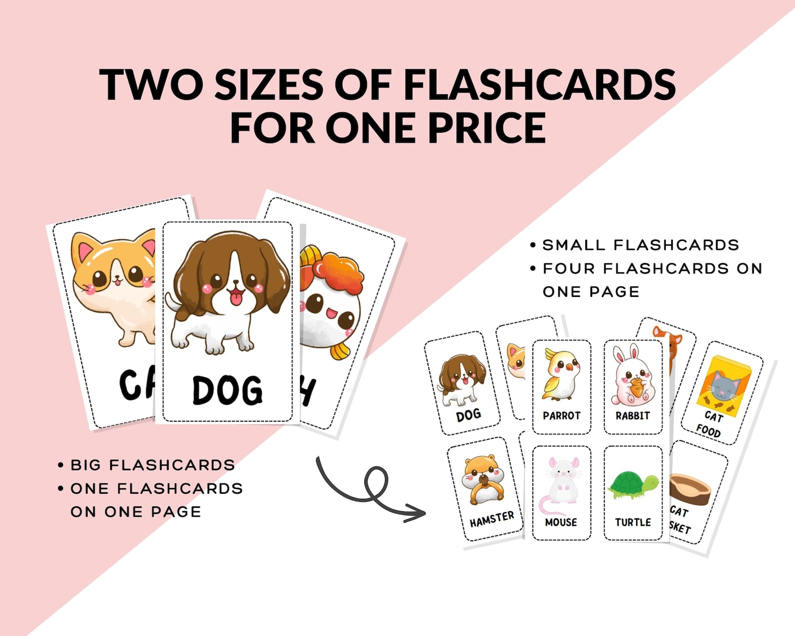 20 Printable Cute Pets Flashcards BONUS 12 Free Worksheets ESL Animal ...