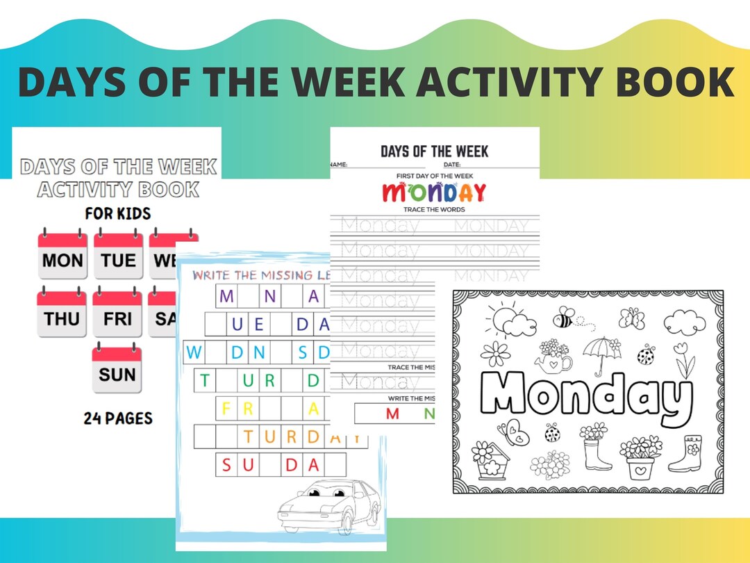 Days of the Week Activity Book Printable Worksheets - Etsy