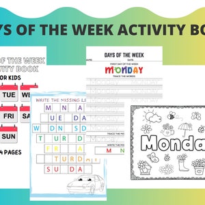 Days of the Week Activity Book Printable Worksheets - Etsy