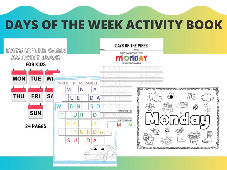 Days of the Week Activity Book Printable Worksheets - Etsy