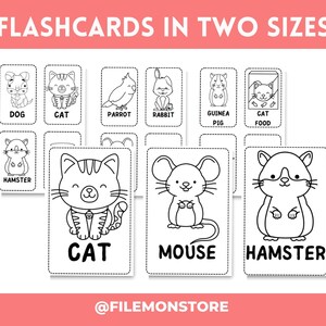 20 Printable Cute Pets Flashcards BONUS 12 Free Worksheets ESL Animal ...