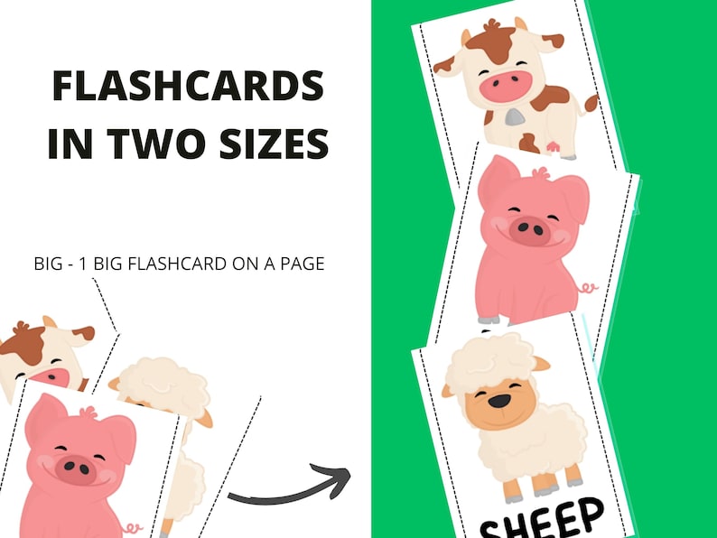 Printable Farm Animals Flashcards BONUS Free Worksheets ESL Animal ...