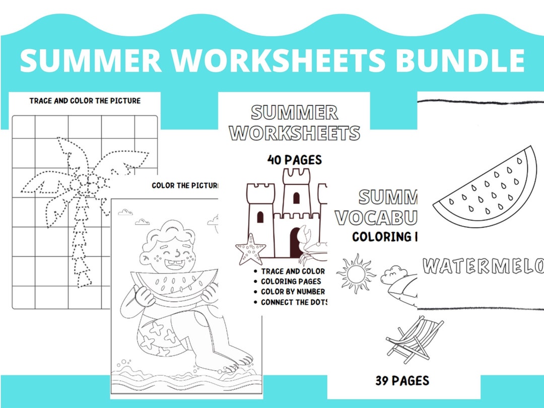 Summer Fun Pack for Kids: Printable Activity Bundle 79 Pages Coloring ...