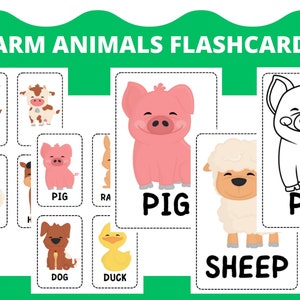 Printable Farm Animals Flashcards BONUS Free Worksheets ESL Animal ...