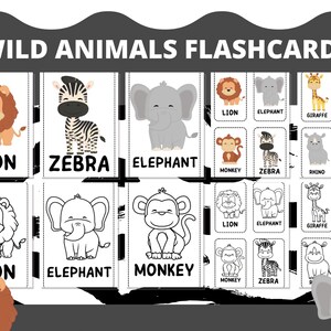 Printable Wild Animals Flashcards BONUS Free Worksheets ESL Animal ...