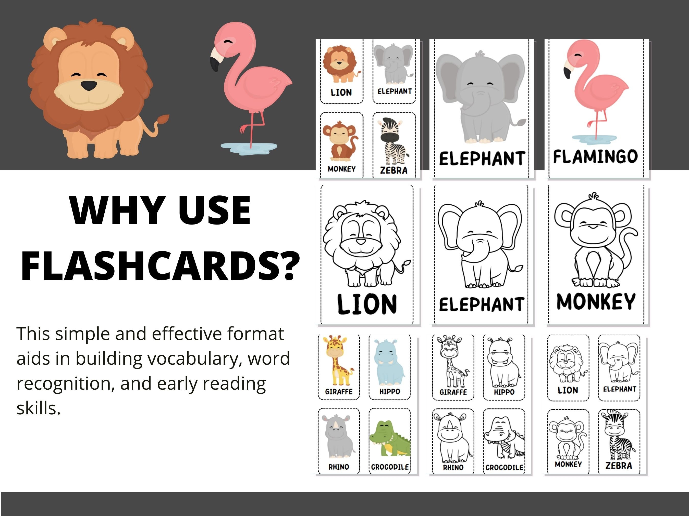 Printable Wild Animals Flashcards BONUS Free Worksheets ESL Animal ...