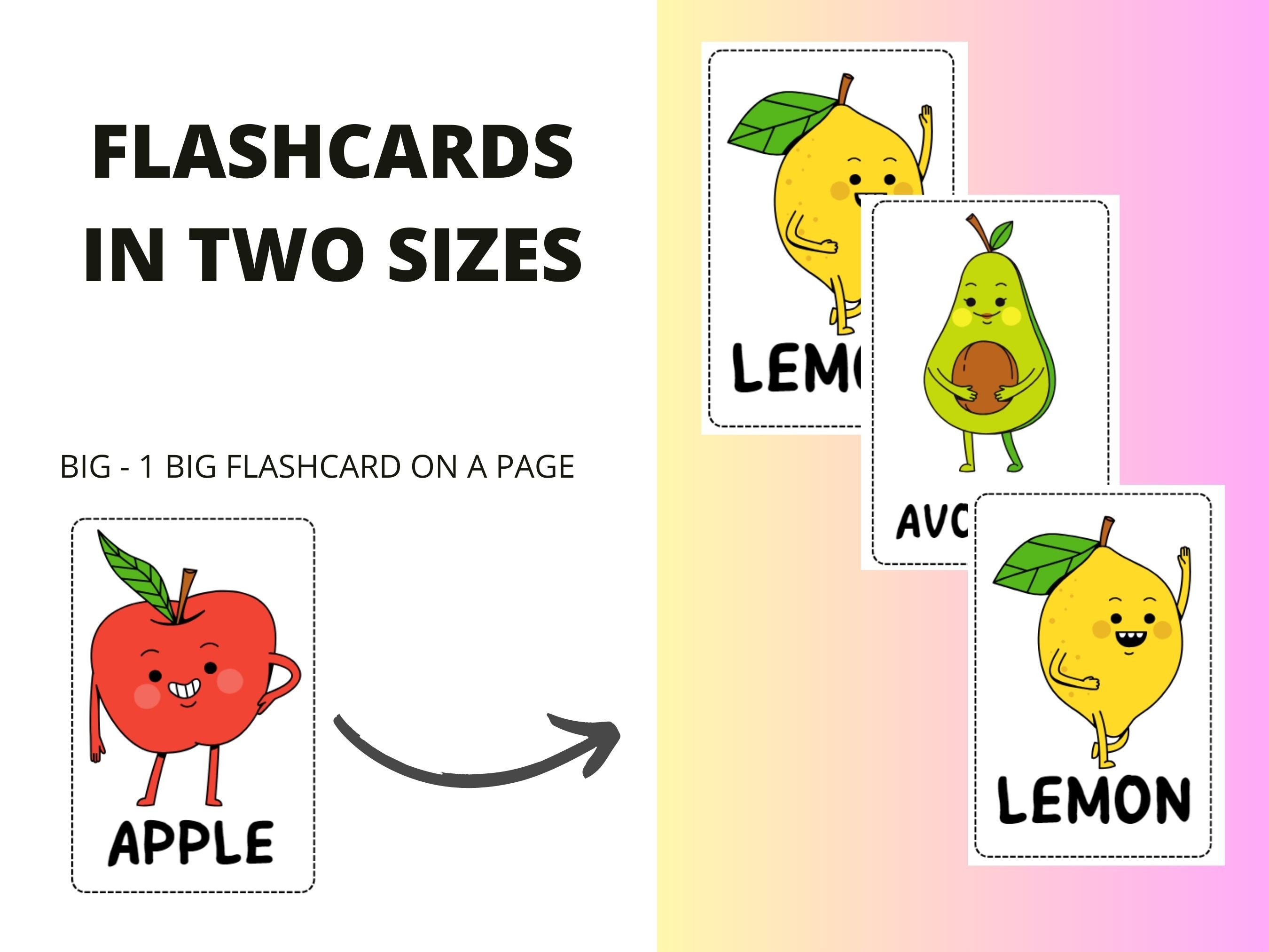 24 Printable Fruit and Veggies Flashcards - Etsy