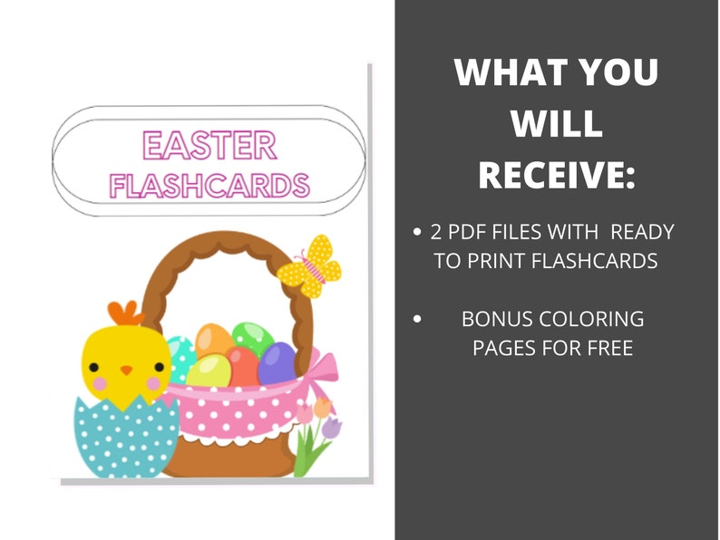 Easter Flashcards With FREE Coloring Pages ESL Digital - Etsy