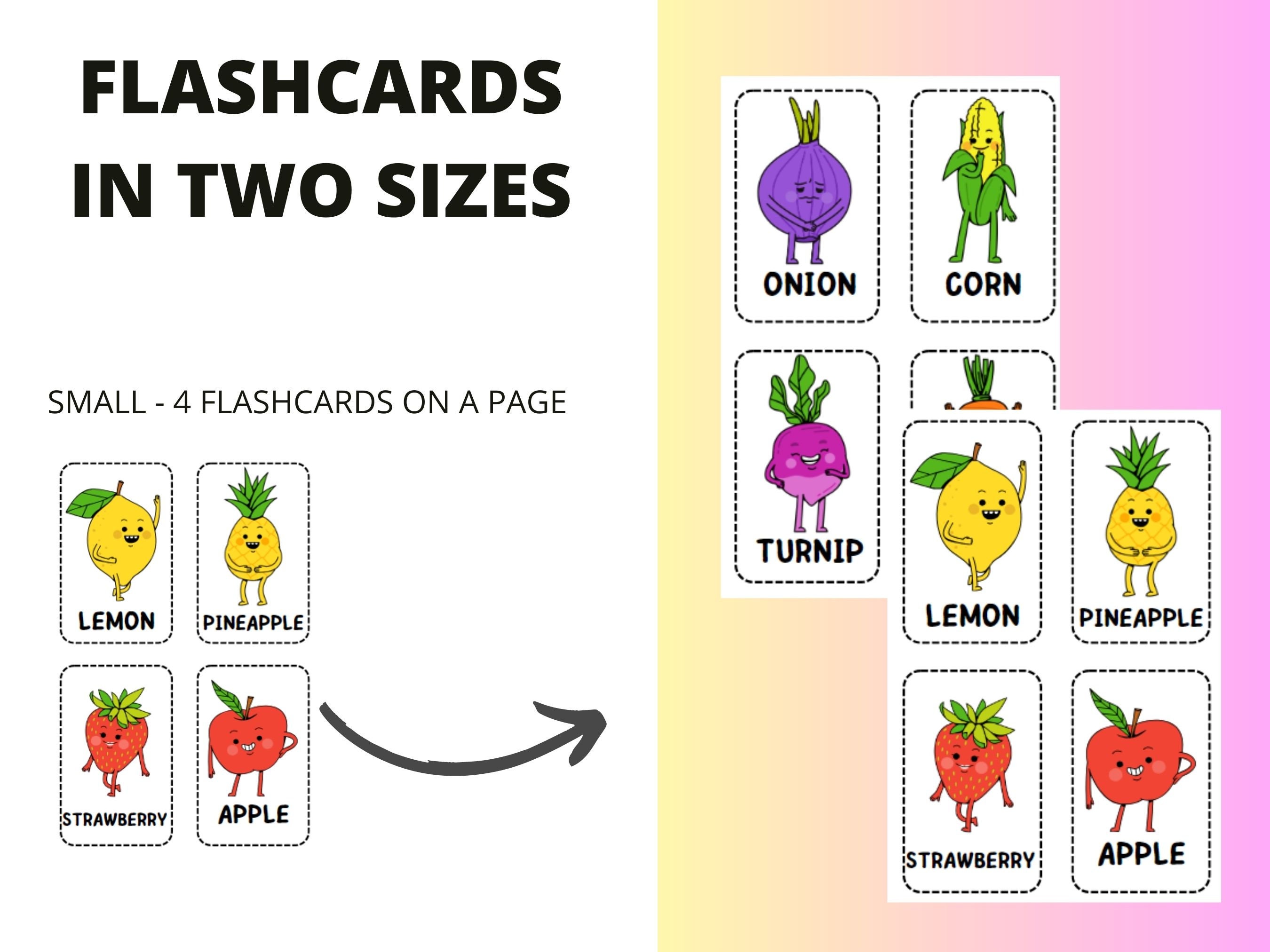 24 Printable Fruit and Veggies Flashcards - Etsy