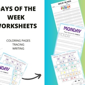 Days of the Week Activity Book Printable Worksheets - Etsy