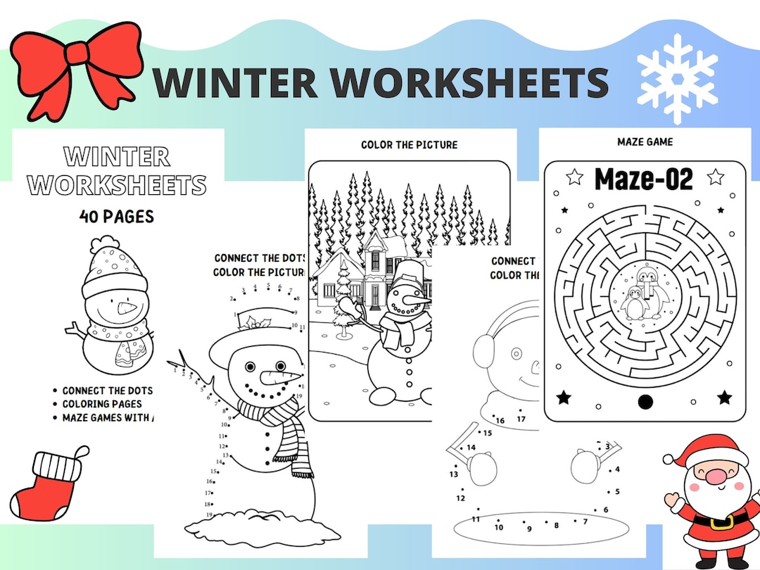 Winter Activities for Kids Printable Activity Coloring Pages Digital ...