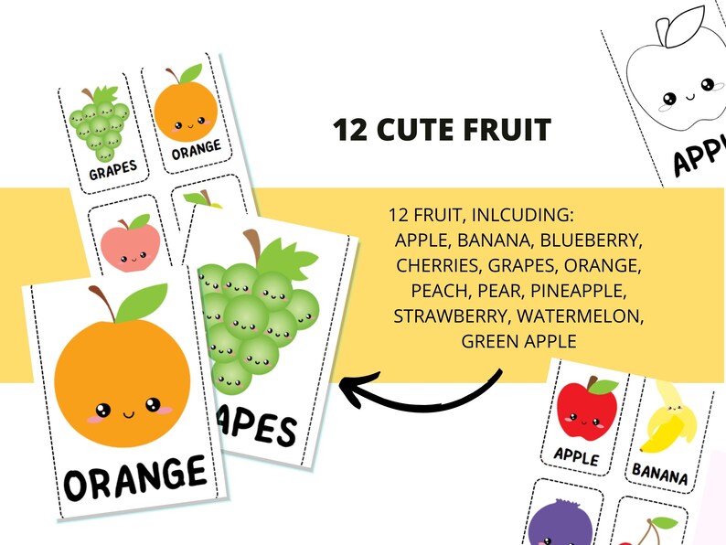 Printable 12 Fruit Flashcards FREE Coloring Pages ESL Flashcards for ...