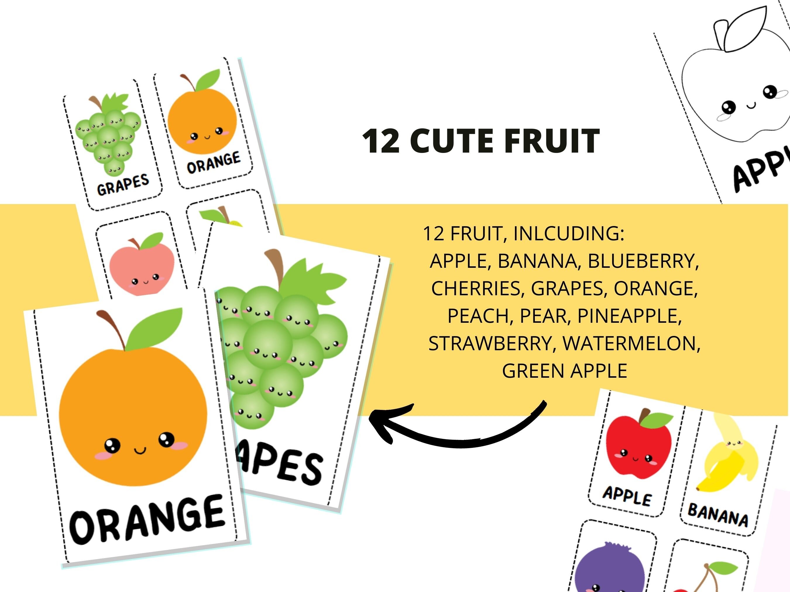 Printable 12 Fruit Flashcards FREE Coloring Pages ESL Flashcards for ...