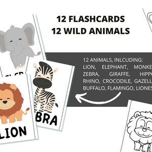 Printable Wild Animals Flashcards BONUS Free Worksheets ESL Animal ...