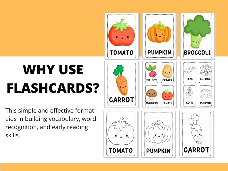 Printable Vegetables Flashcards FREE Coloring Pages ESL Flashcards for ...