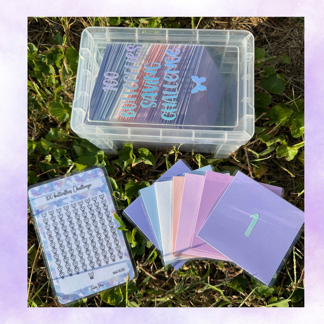 100 Butterflies Challenge 100 Envelope Saving Challenge Saving Box 5K ...