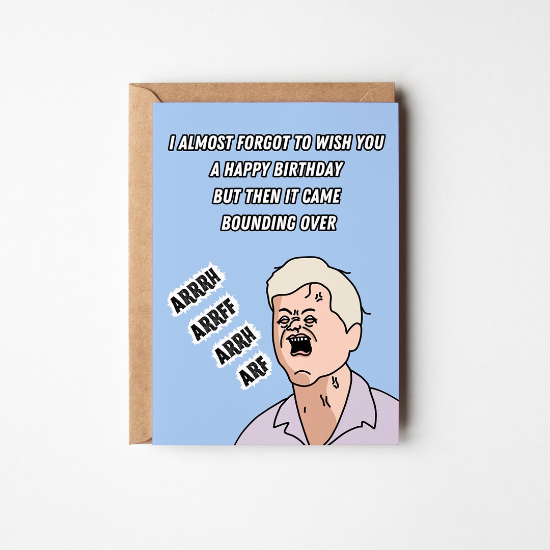 Psycho Dog Man Greeting Card, It Came Bounding Over, Australian Humour ...