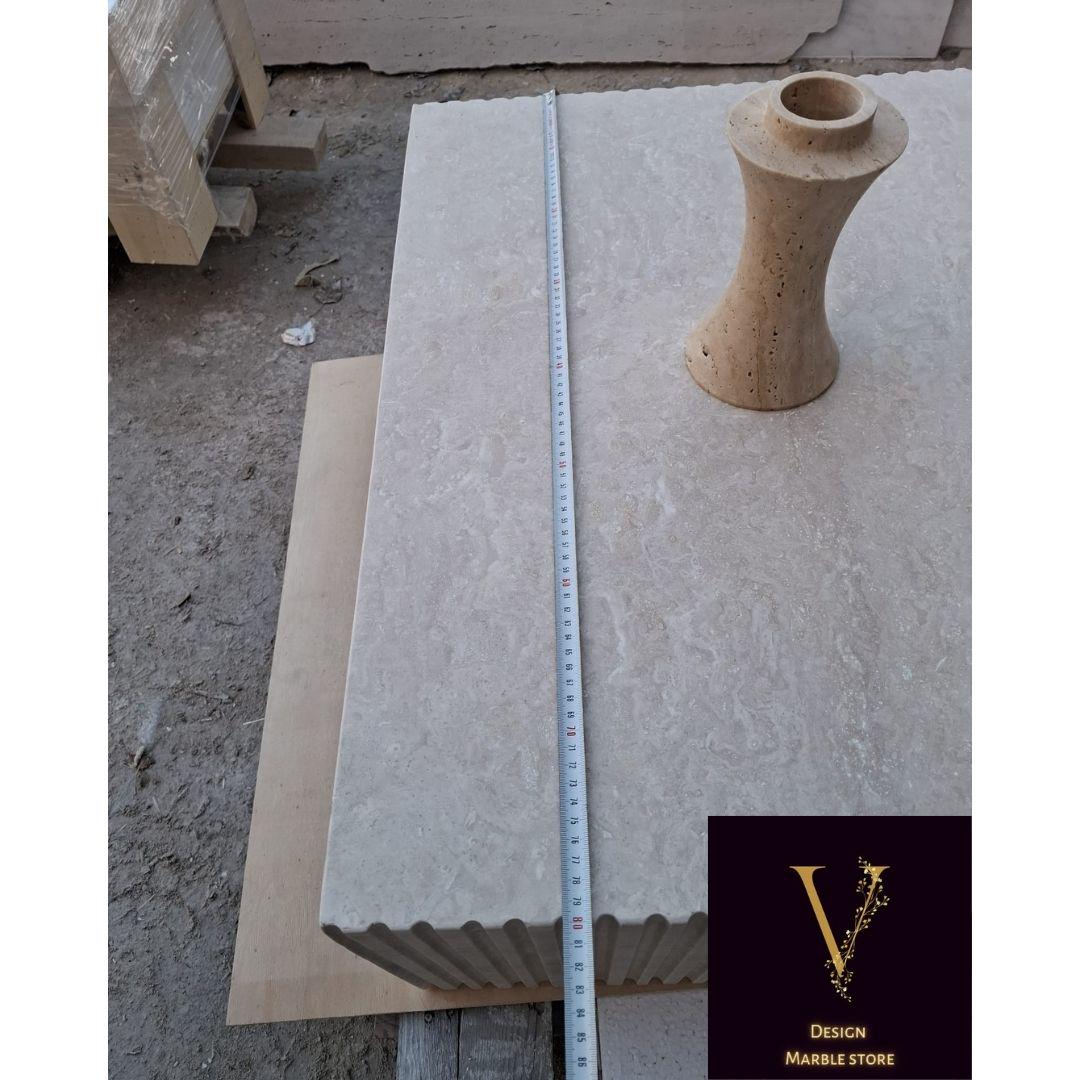 Travertine Fluted Texture Coffe Table - Natural Stone Table ...