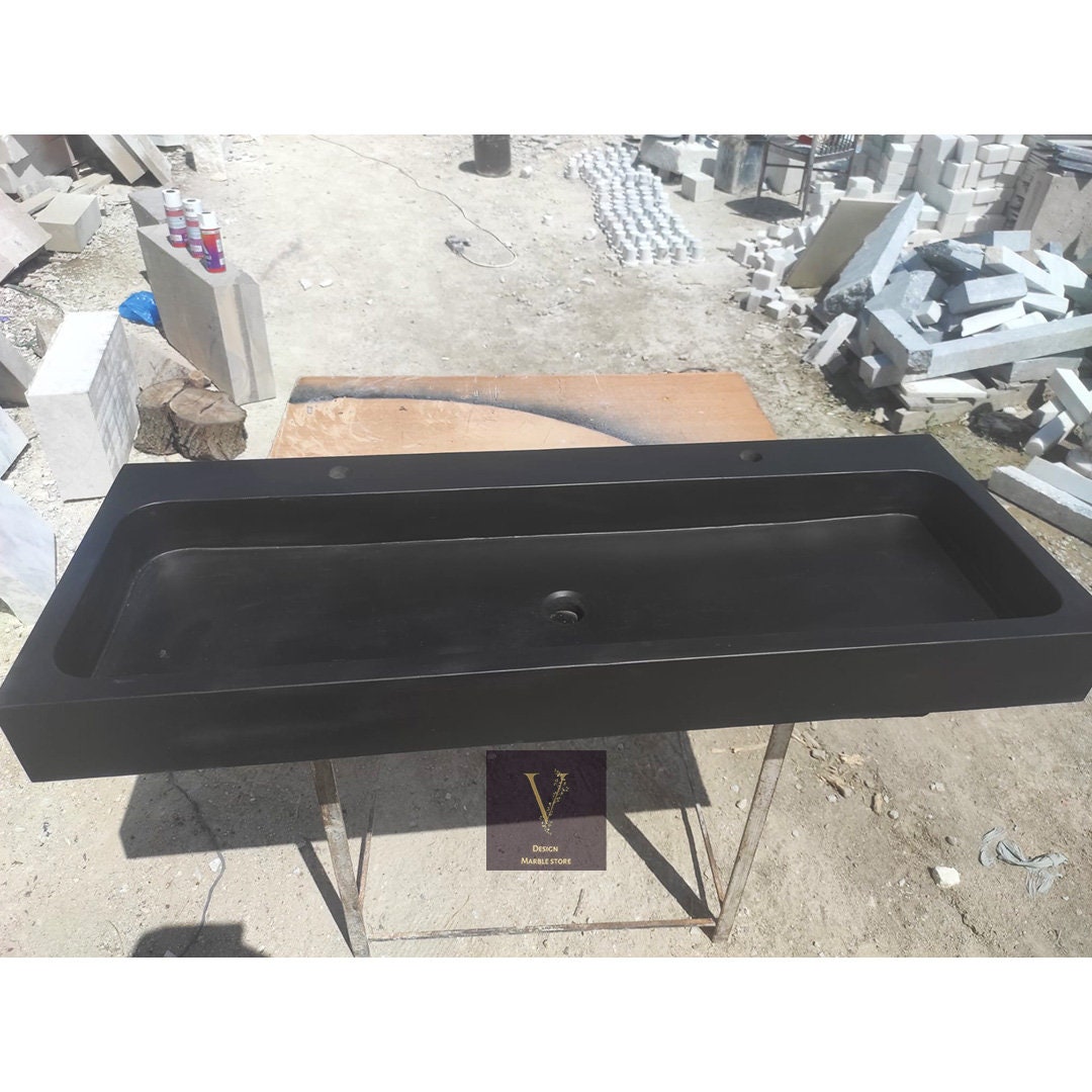 Handmade Basalt Black Trough Sink: Natural Stone Washbasin - Etsy
