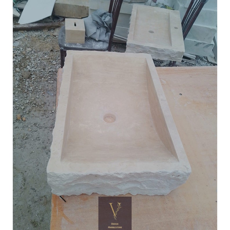 Travertine Rectangular Sink Split Face Exterior 100% Natural Stone ...