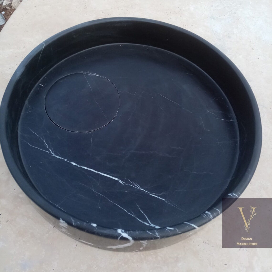 Alexandre Black Marble Sink Tray Design Hidden Drain - Etsy