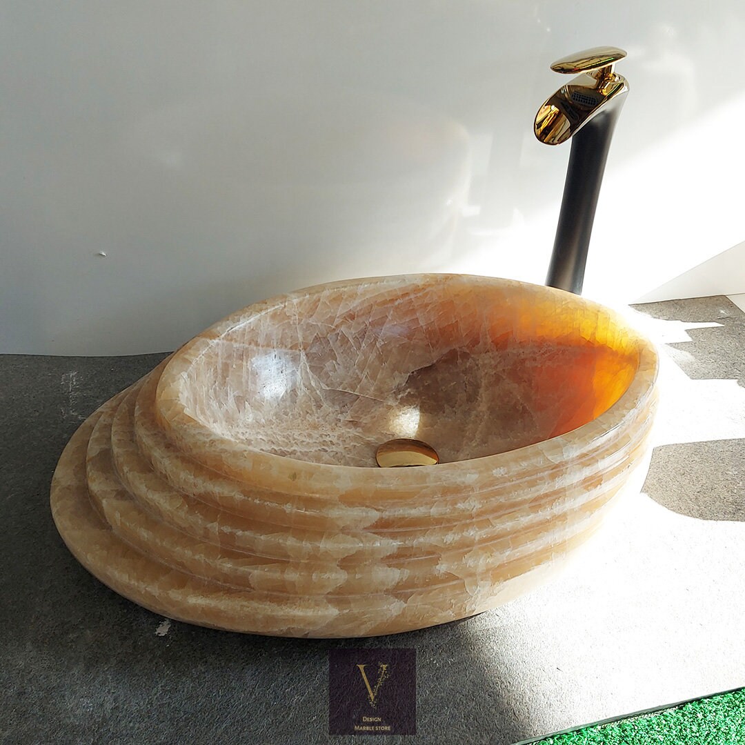 Honey Onyx Sink - Titanic Design - 100% Natural Stone - Handcrafted ...