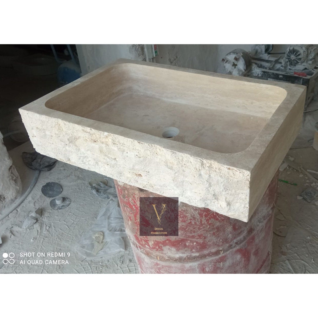 Handcrafted Travertine Stone Sink: Split Face Rustic Bathroom Design - Etsy