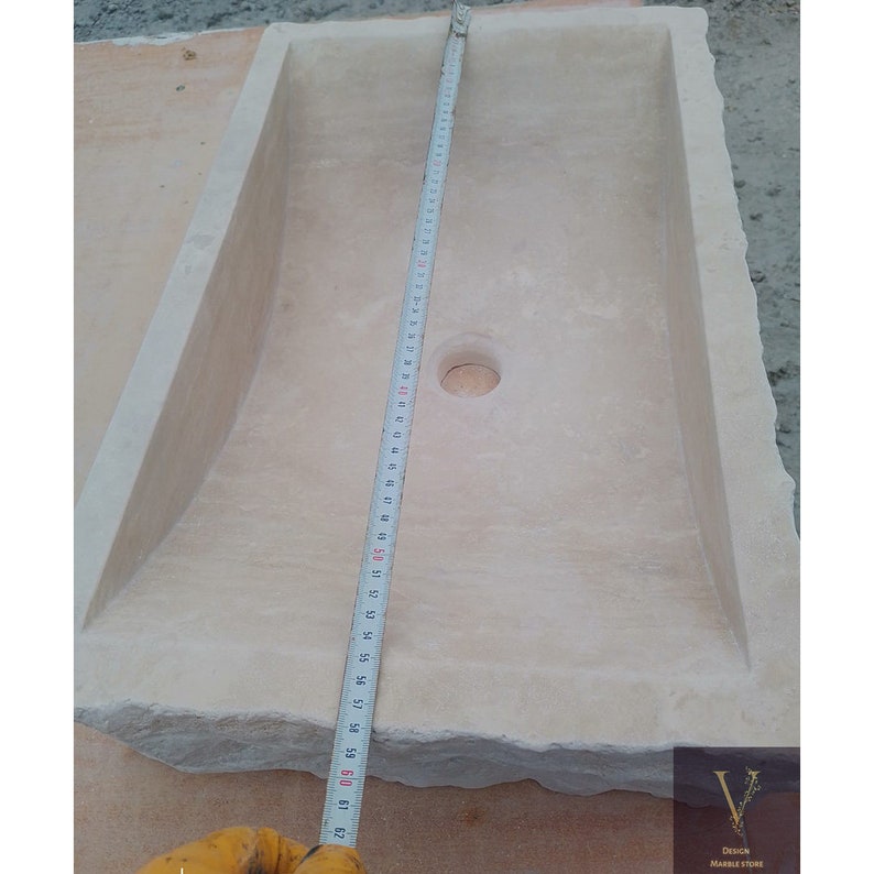 Travertine Rectangular Sink Split Face Exterior 100% Natural Stone ...