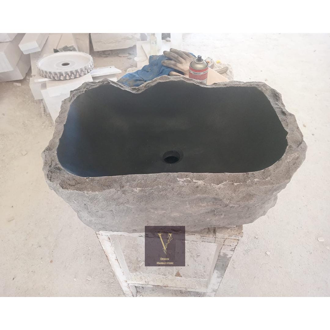 Basalt Black Stone Unshaped Sink - Wallmount - 100% Natural Stone ...