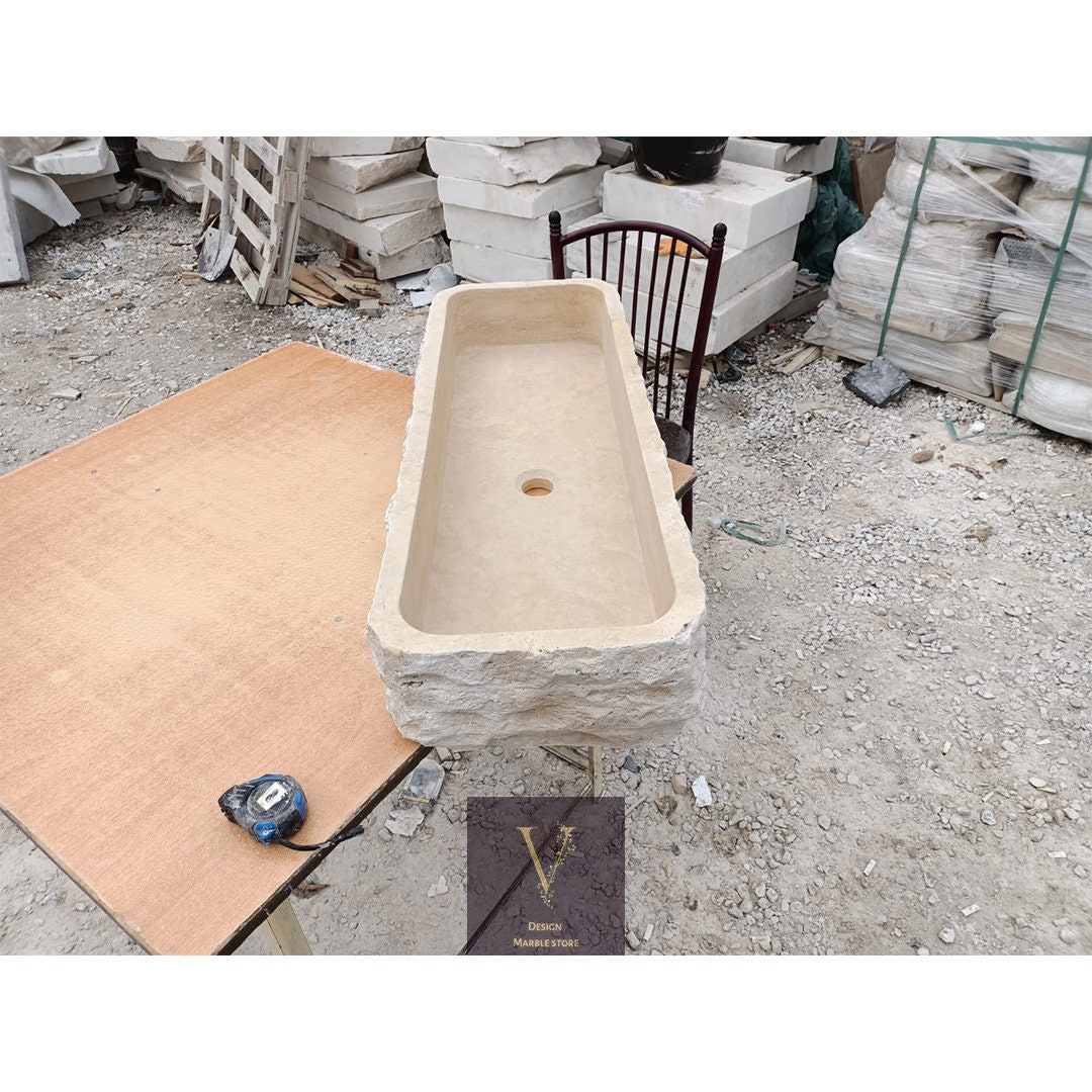 Travertine Trough Sink Natural Sink 100% Natural Stone Handcrafted ...