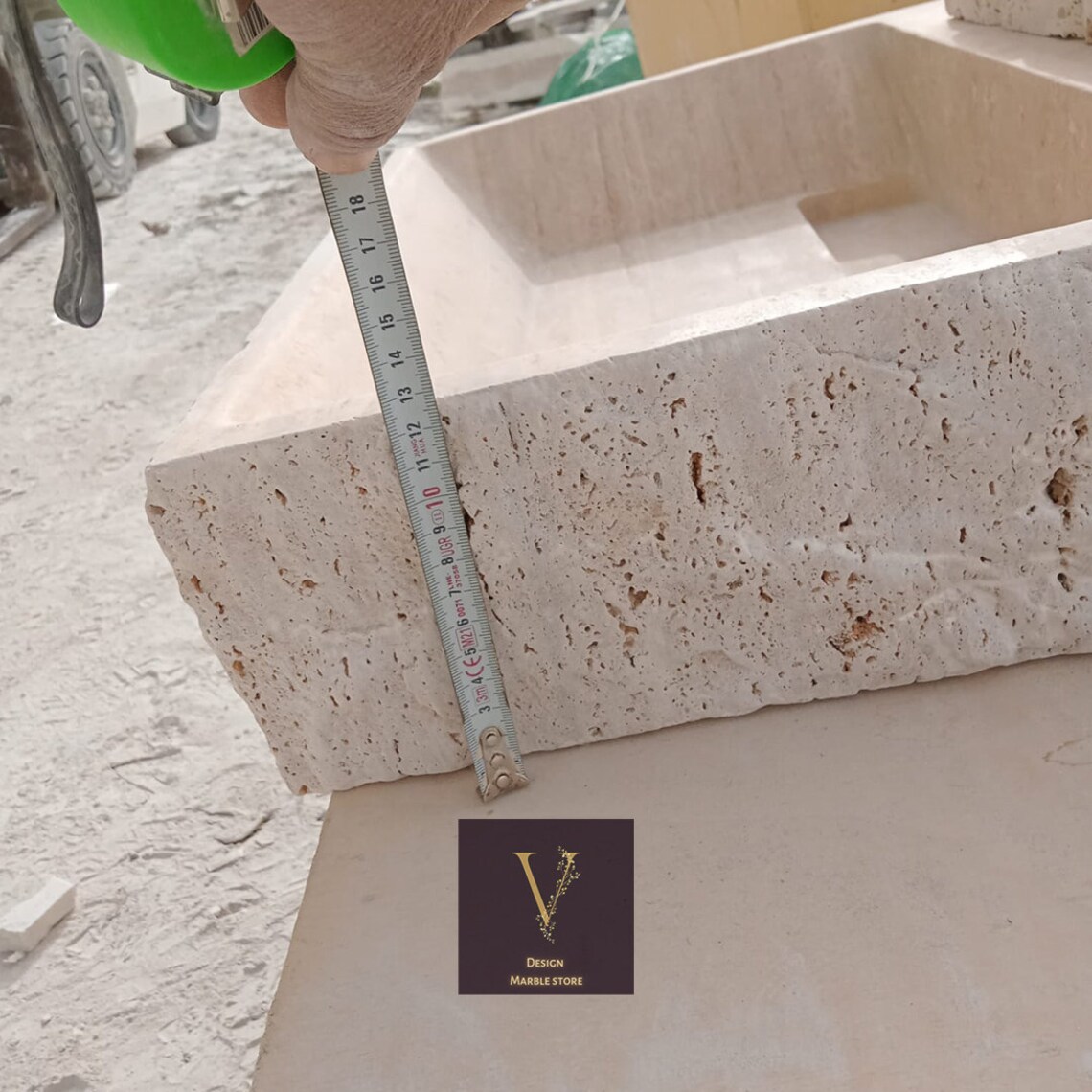 Travertine Rustic Mini Rectangular Sink Hidden Drain 100% Natural Stone ...