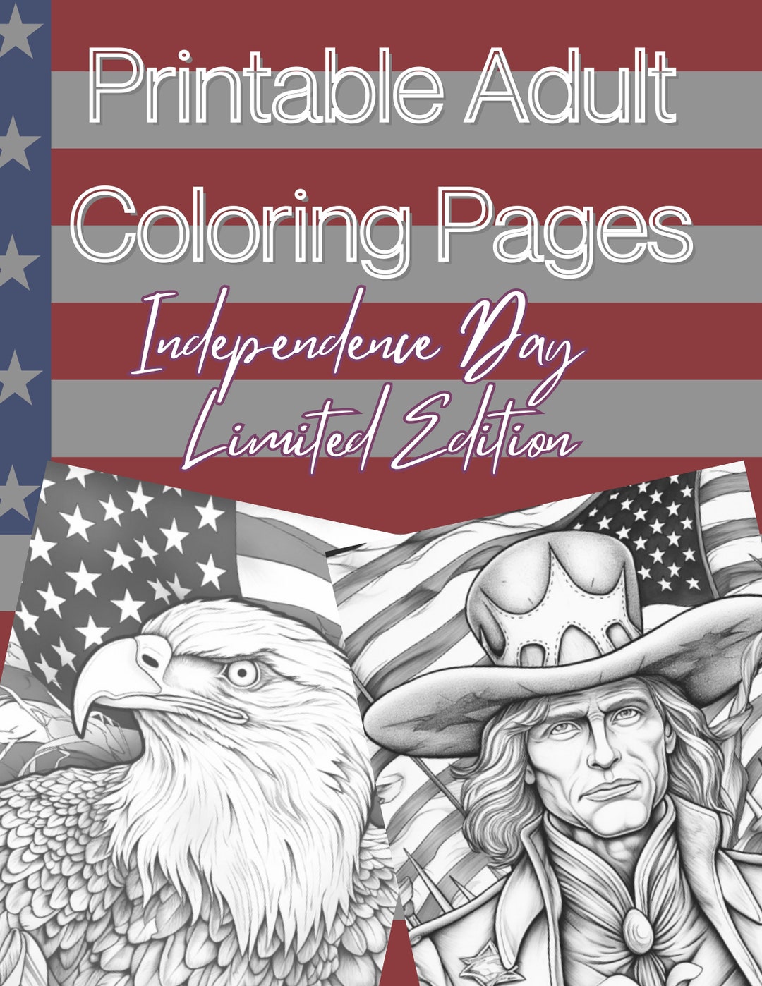 Adult Coloring Pages Independence Day Limited Edition - Etsy