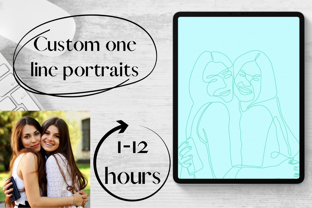 Custom One Line Portraits, Digital Print, Custom Portrait, Couple ...