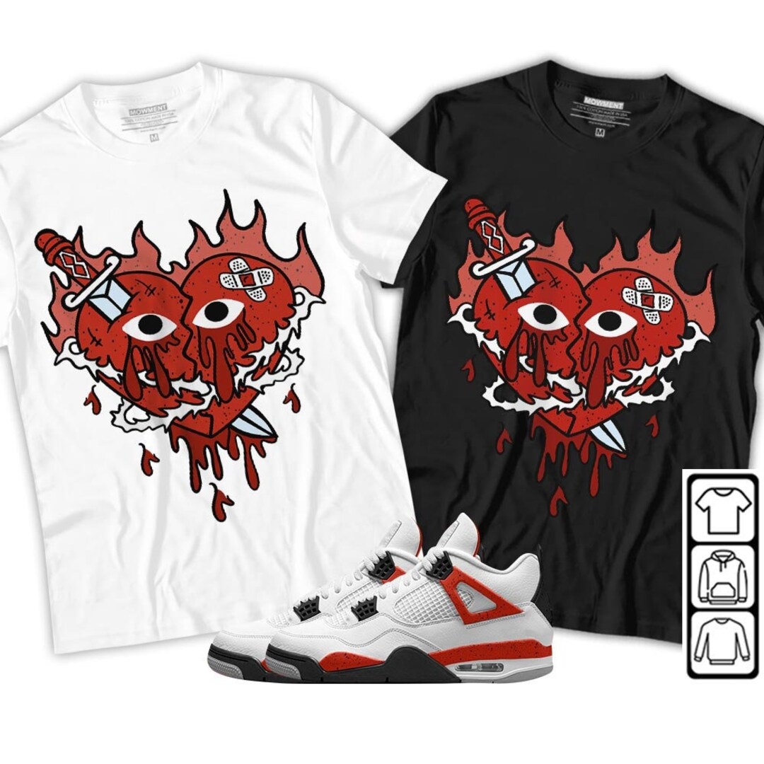 Broken Heart Dripping Unisex Shirt to Match Sneaker Red Cement - Etsy