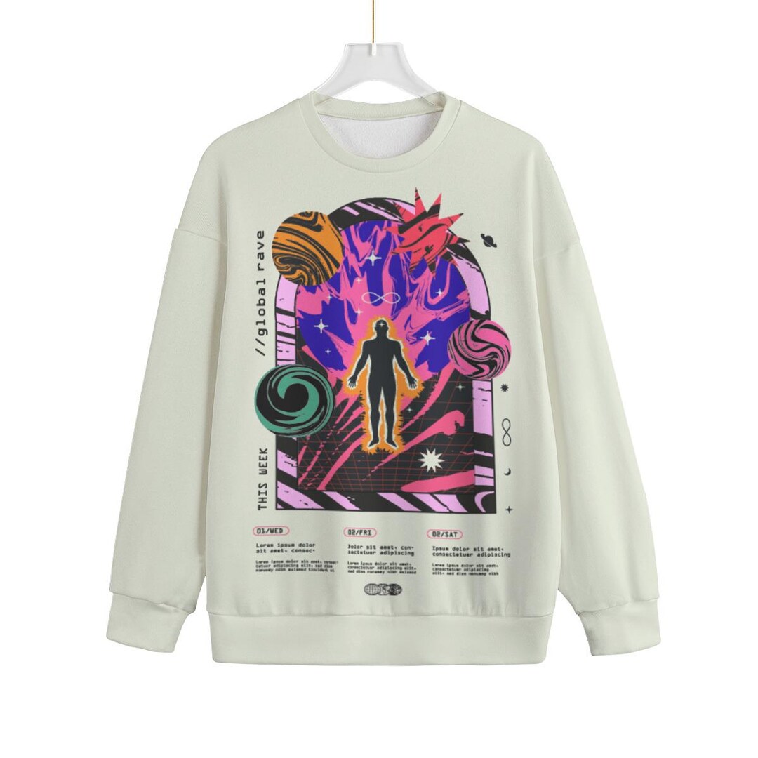 Cosmic Rave Aesthetic Sweater – Vaporwave Space Graphic Sweatshirt ...