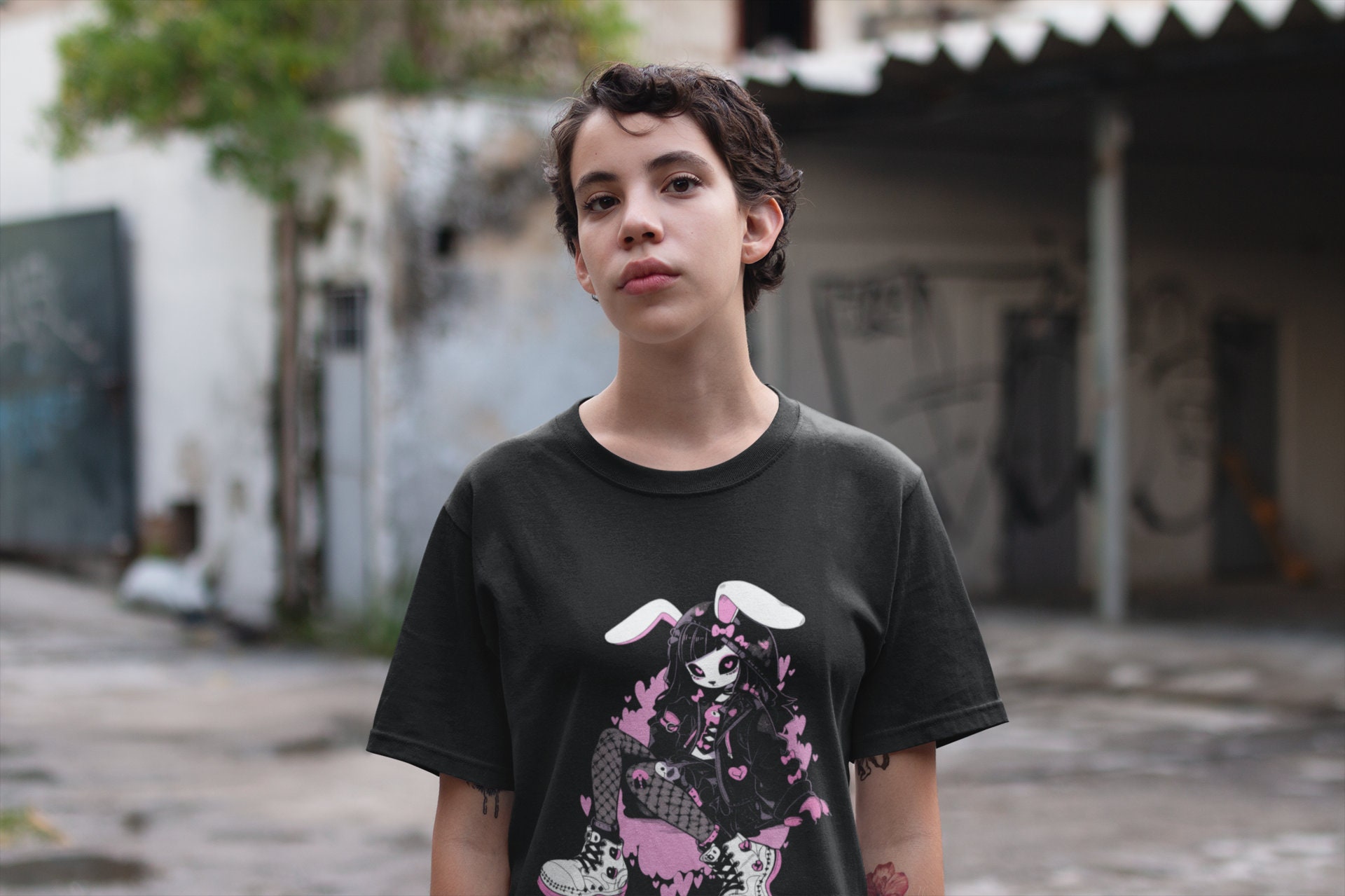 Pastel Goth Bunny Girl T-shirt, Skull Shirt, Pastel Goth Tshirt, Pastel ...